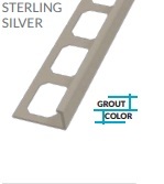 LATICRETE -L-SHAPE, 1/2X8-2.5 PROFILE TEX ALU, STERLING SILVER