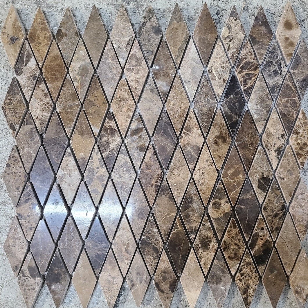 DARK EMPERADOR RHOMBUS DIAMOND MOSAIC BACKSPLASH TILE